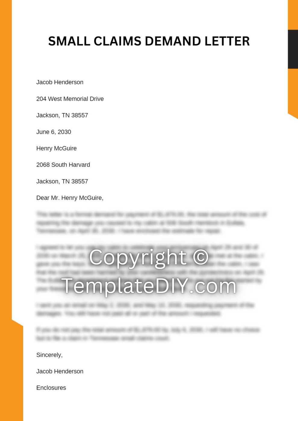 Small Claims Demand Letter Sample Template with Examples