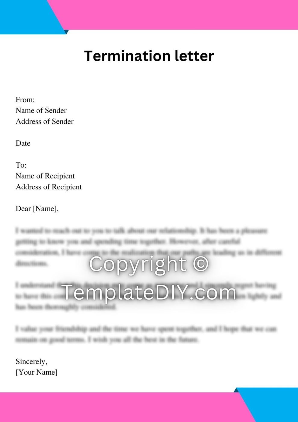 Soft Termination Letter Sample and Examples [Word Editable]