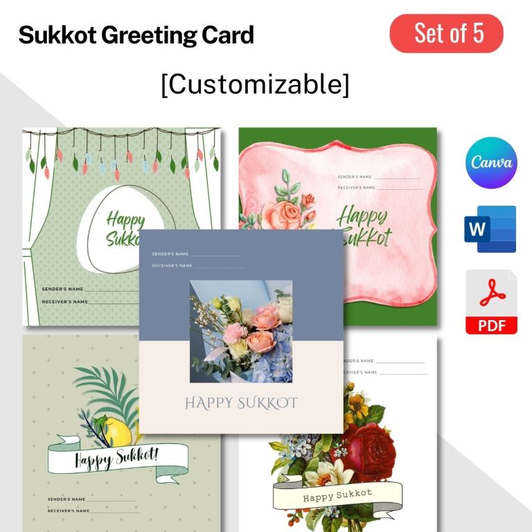 Sukkot Greeting Card Template Printable [PDF, Word]