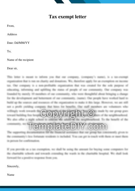 Tax Exempt Letter Sample & Editable Template Online