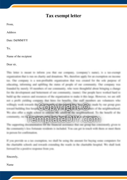 Tax Exempt Letter Sample & Editable Template Online