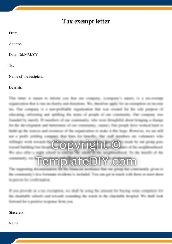 Tax Exempt Letter Sample & Editable Template Online