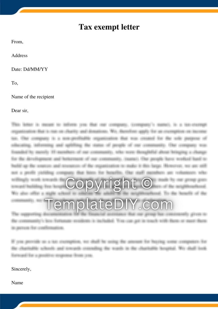 Tax Exempt Letter Sample & Editable Template Online