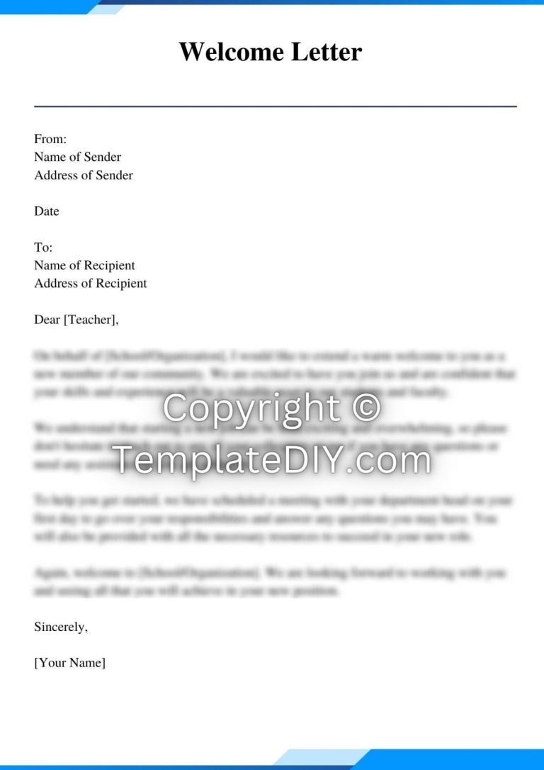 Teacher Welcome Letter Sample with Examples [Word]