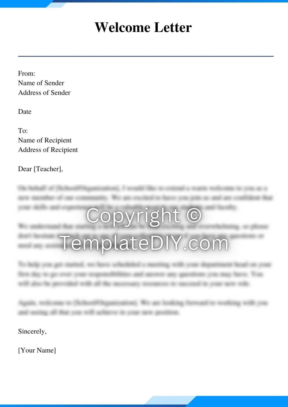 Teacher Welcome Letter Sample with Examples [Word]