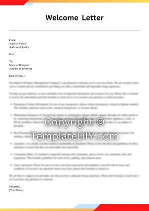 Tenant Welcome Letter Sample with Examples [Word Editable]