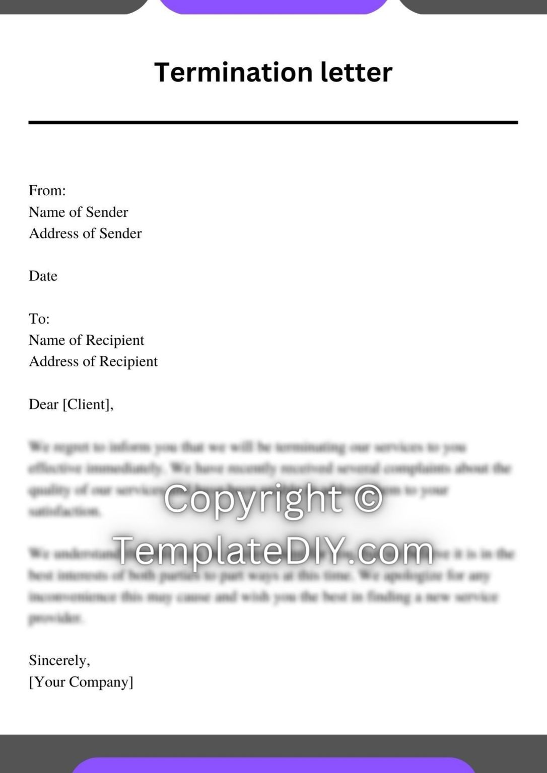 Termination of Services Letter Sample with Examples [Word]