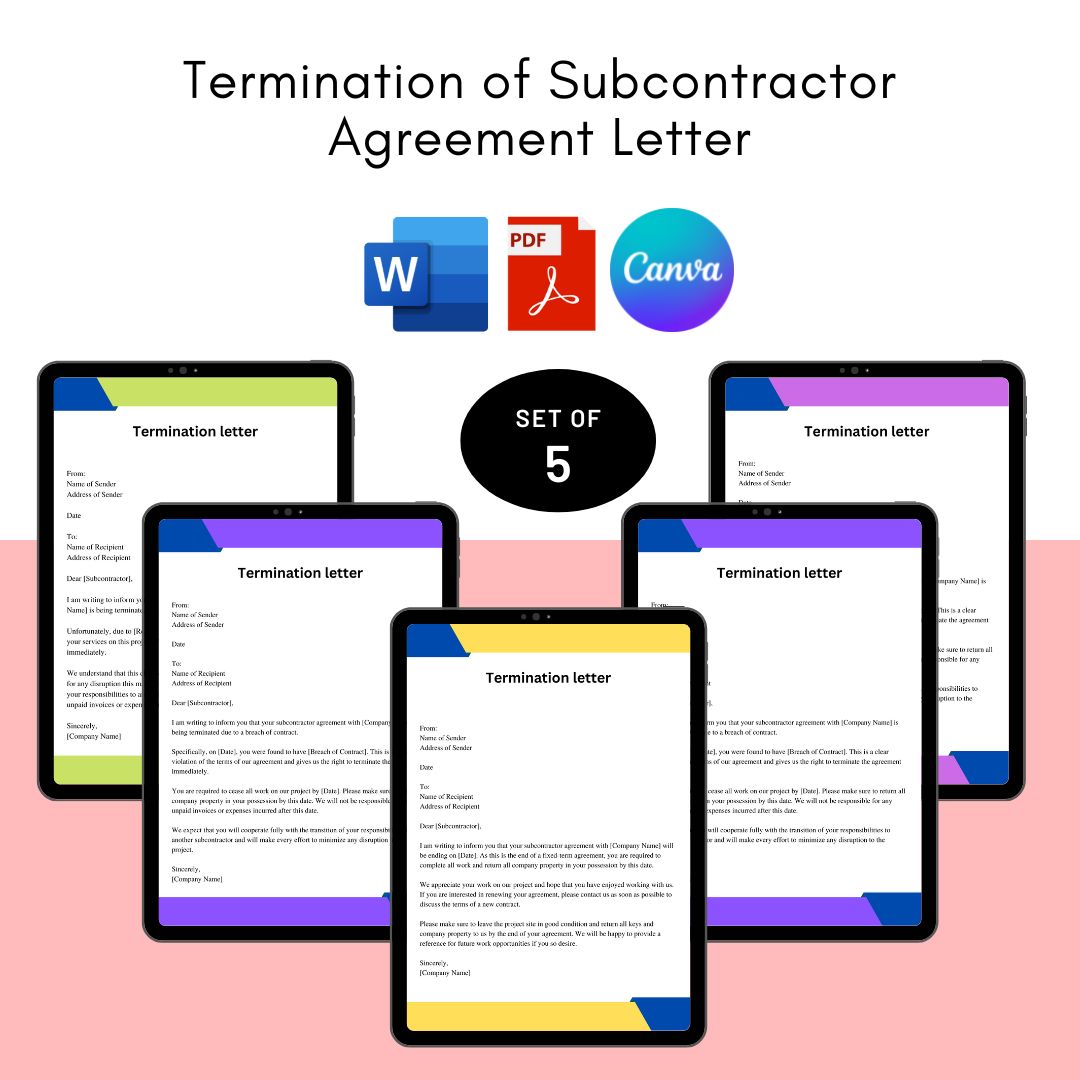 Termination of Subcontractor Agreement Letter Template