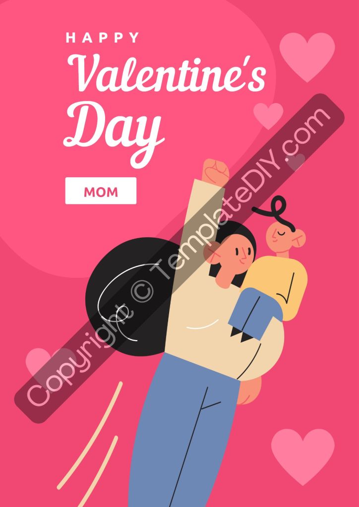 Valentines Day Cards for Mom Template Printable PDF, Word