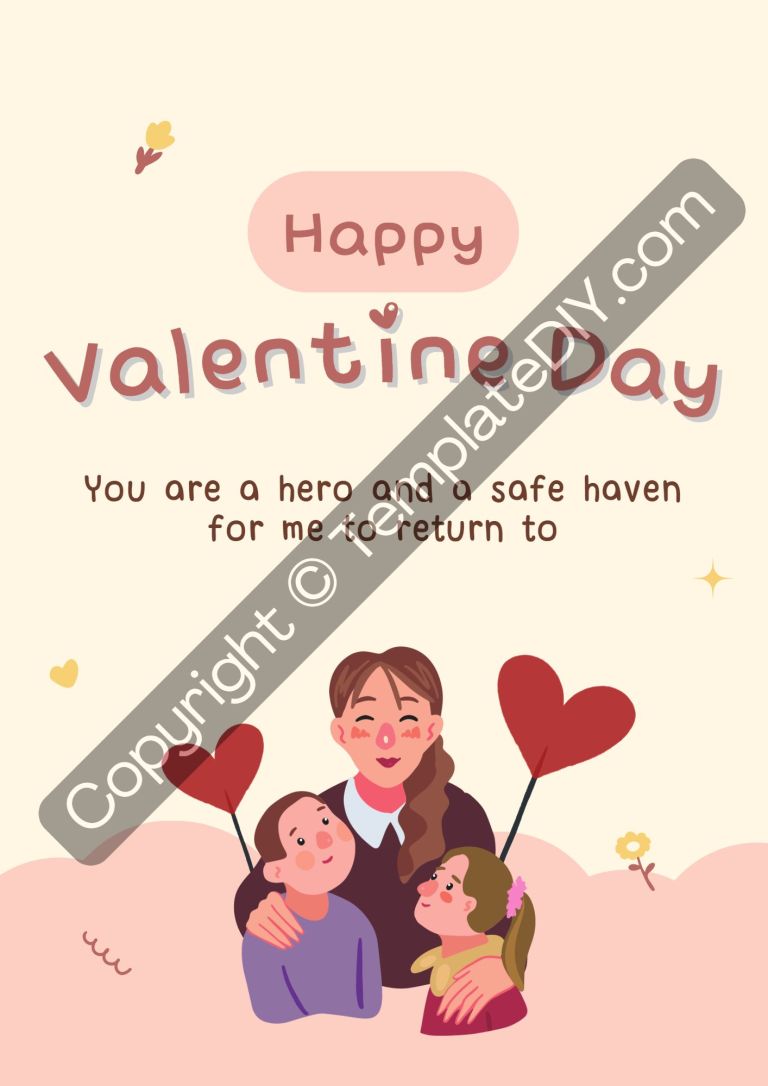 Valentines Day Cards for Mom Template Printable PDF, Word