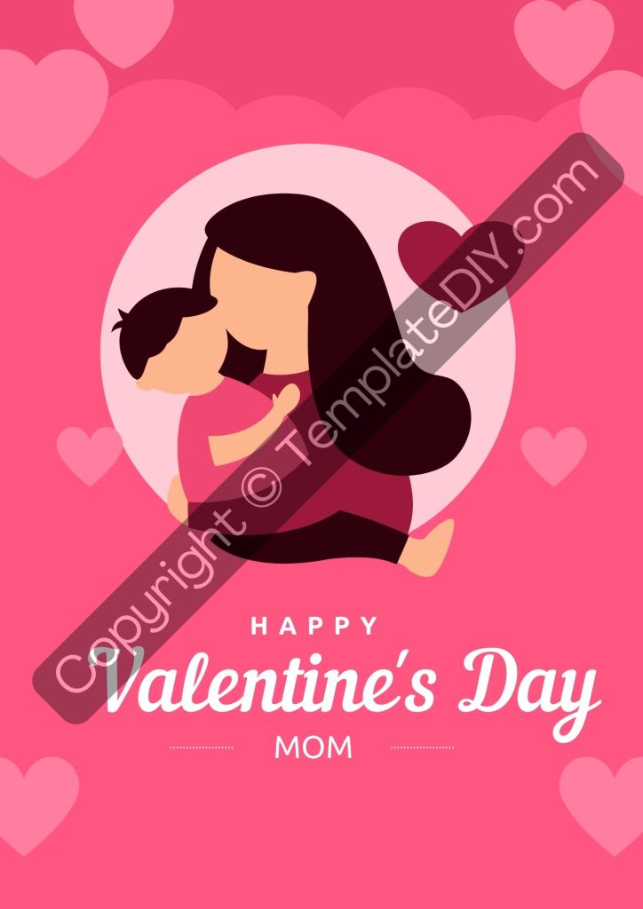 Valentines Day Cards for Mom Template Printable PDF, Word