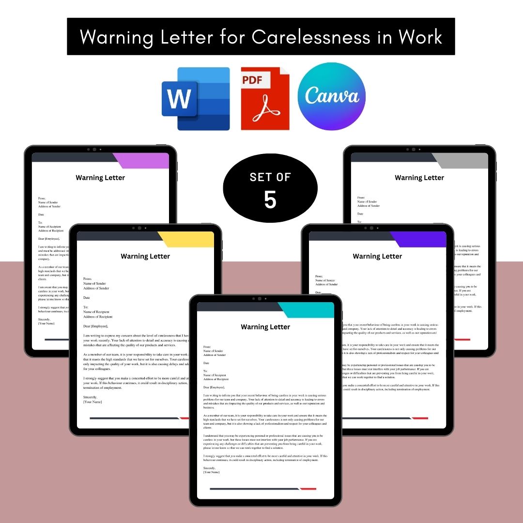 Warning Letter for Carelessness in Work Sample and Examples