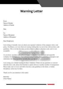 Warning Letter for Dress Code Sample with Examples [Word]