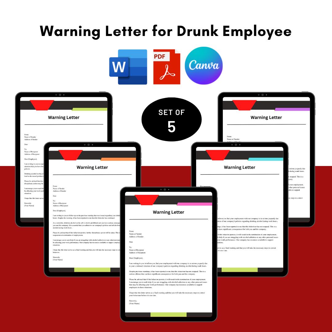 Warning Letter for Drunk Employee Sample with Examples