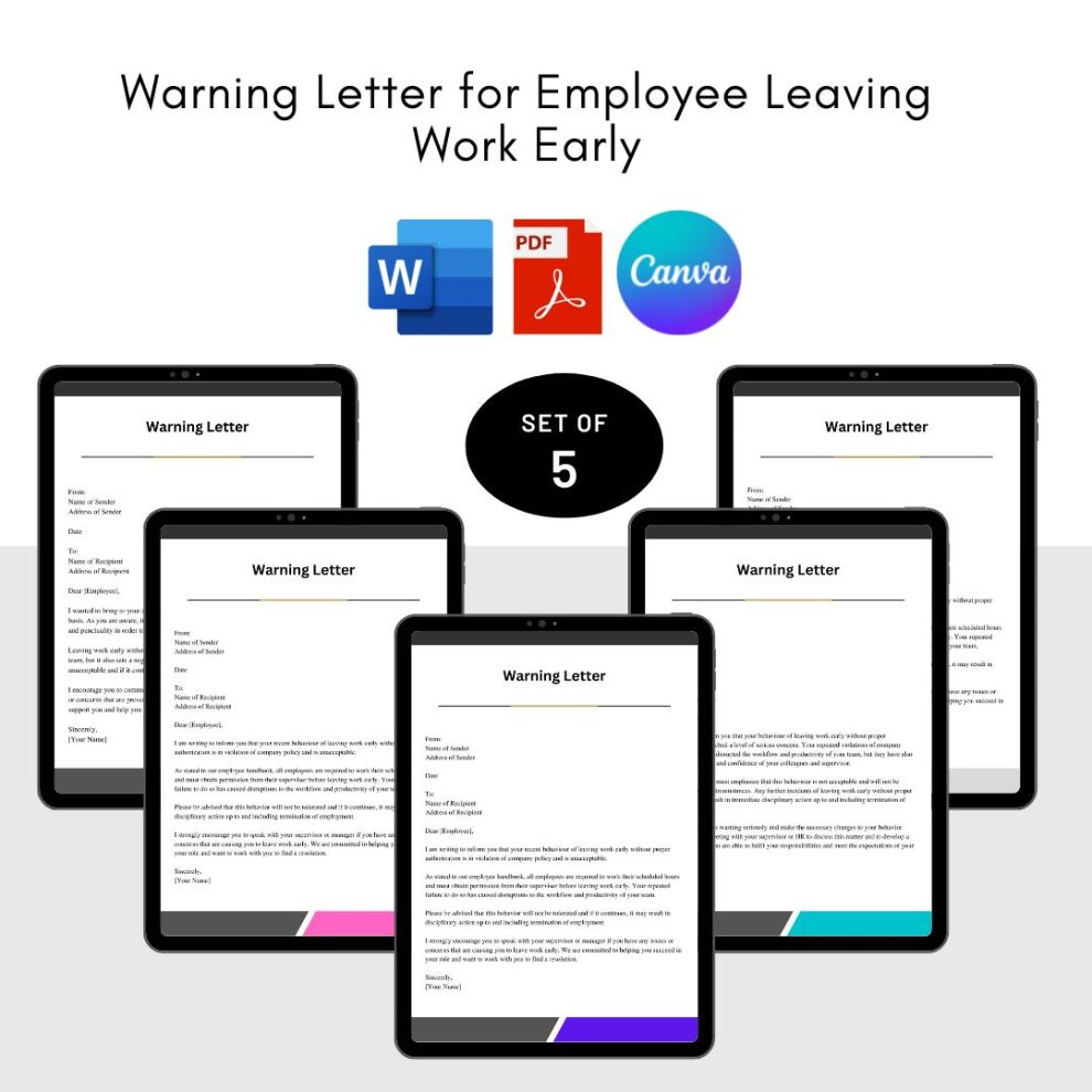 Warning Letter for Employee Leaving Work Early | Template