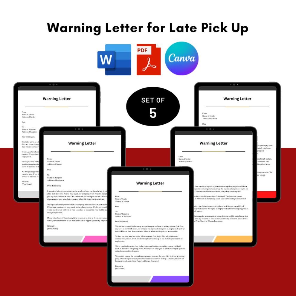 Warning Letter for Late Pick Up Template (PDF/Word)