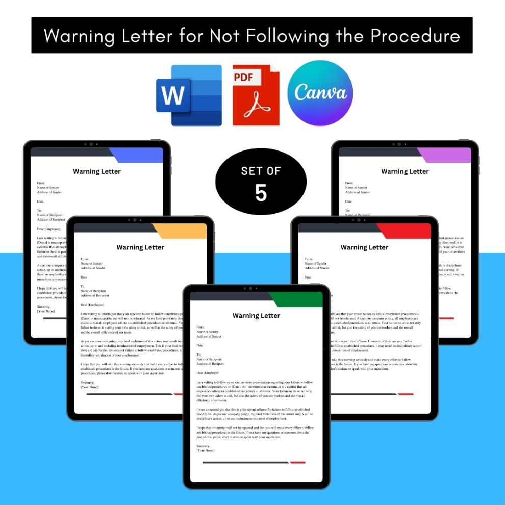 Warning Letter for Not Following the Procedure Sample [Word]