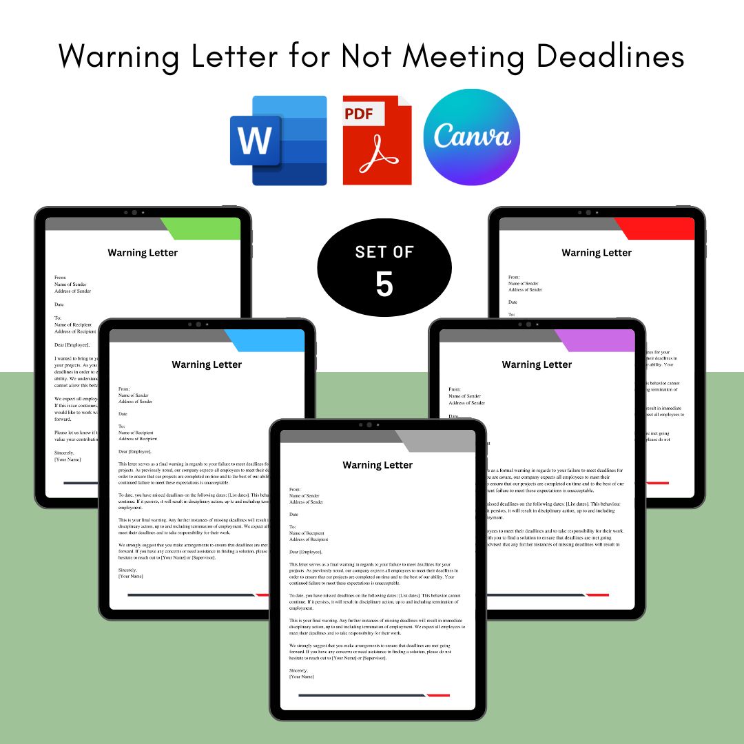 Warning Letter for Not Meeting Deadlines [Word]