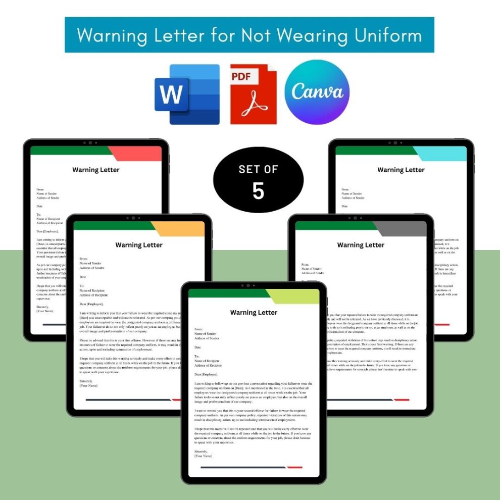 Warning Letter for Not Wearing Uniform Sample and Examples