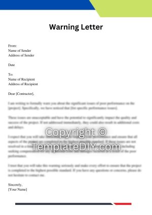 Editable Warning Letter to Contractor Template