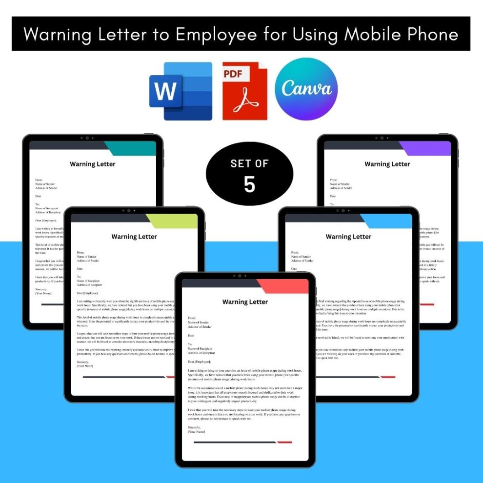 Warning Letter to Employee for Using Mobile Phone Sample