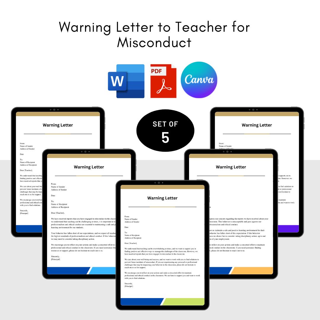 Warning Letter to Teacher for Misconduct Template | Download Now
