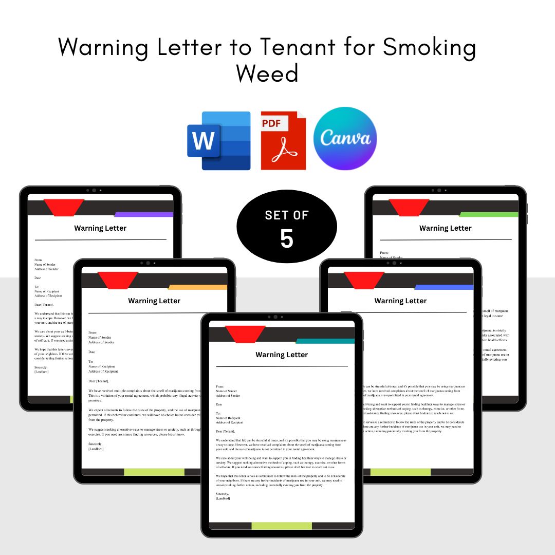 Warning Letter to Tenant for Smoking Weed Sample [Word]