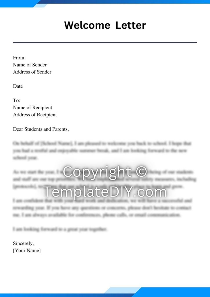 Welcome Back to School Letter Sample with Examples [Word]