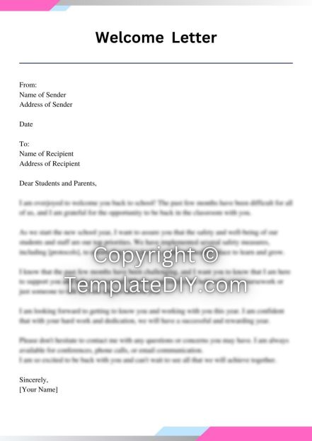 Welcome Back to School Letter Sample with Examples [Word]