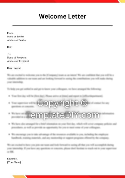 Welcome Intern Letter Sample with Examples [Word Editable]