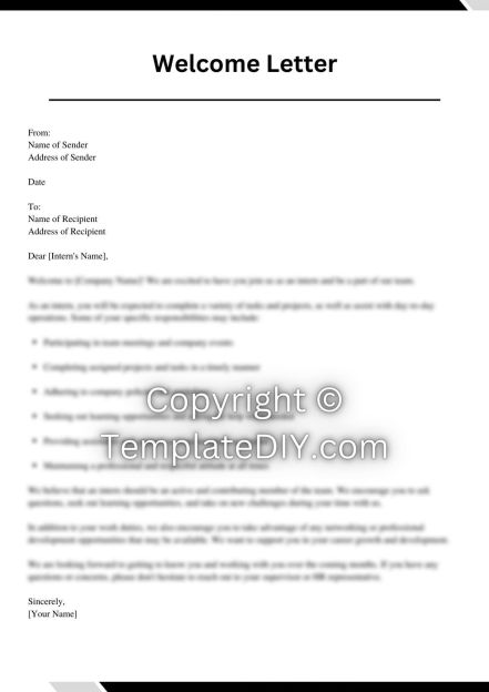 Welcome Intern Letter Sample with Examples [Word Editable]