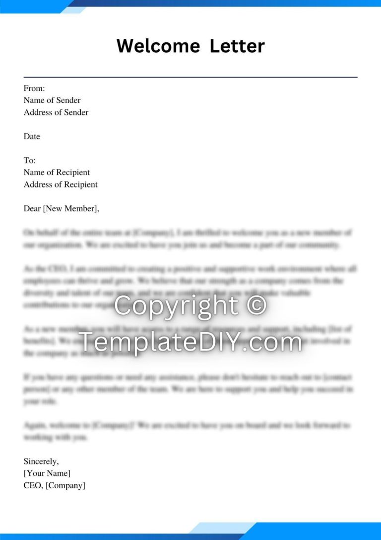 Welcome Letter from CEO Sample and Examples [Word Editable]