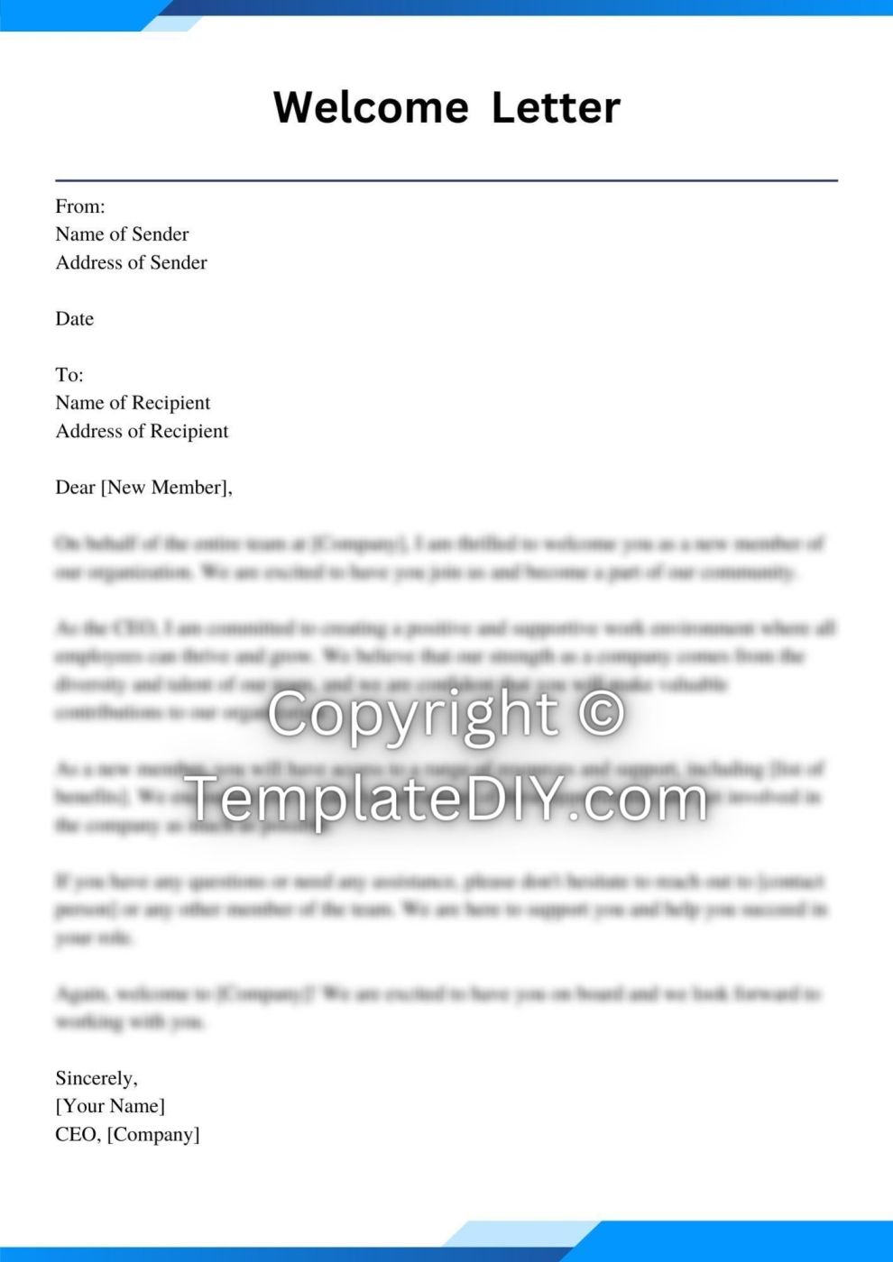 Welcome Letter from CEO Sample and Examples [Word Editable]
