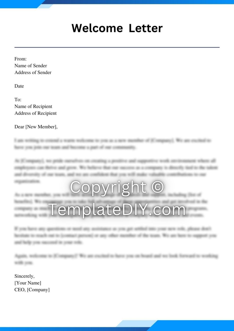 Welcome Letter from CEO Sample and Examples [Word Editable]