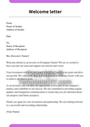 Welcome Letter to Investors Sample with Examples [Word]