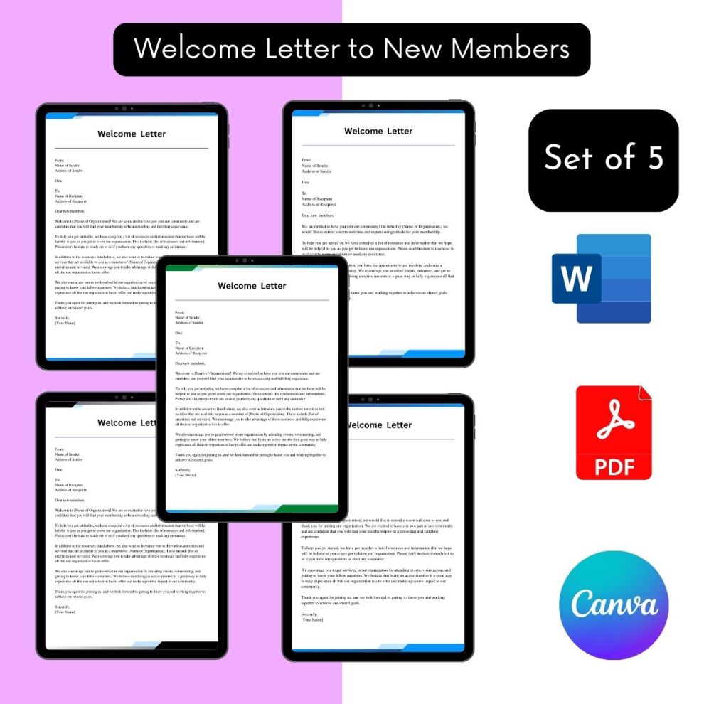 Welcome Letter to New Members Template | Editable Word Sample