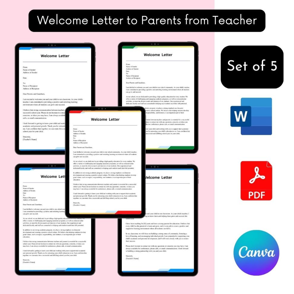 Welcome Letter to Parents from Teacher Sample [Word]