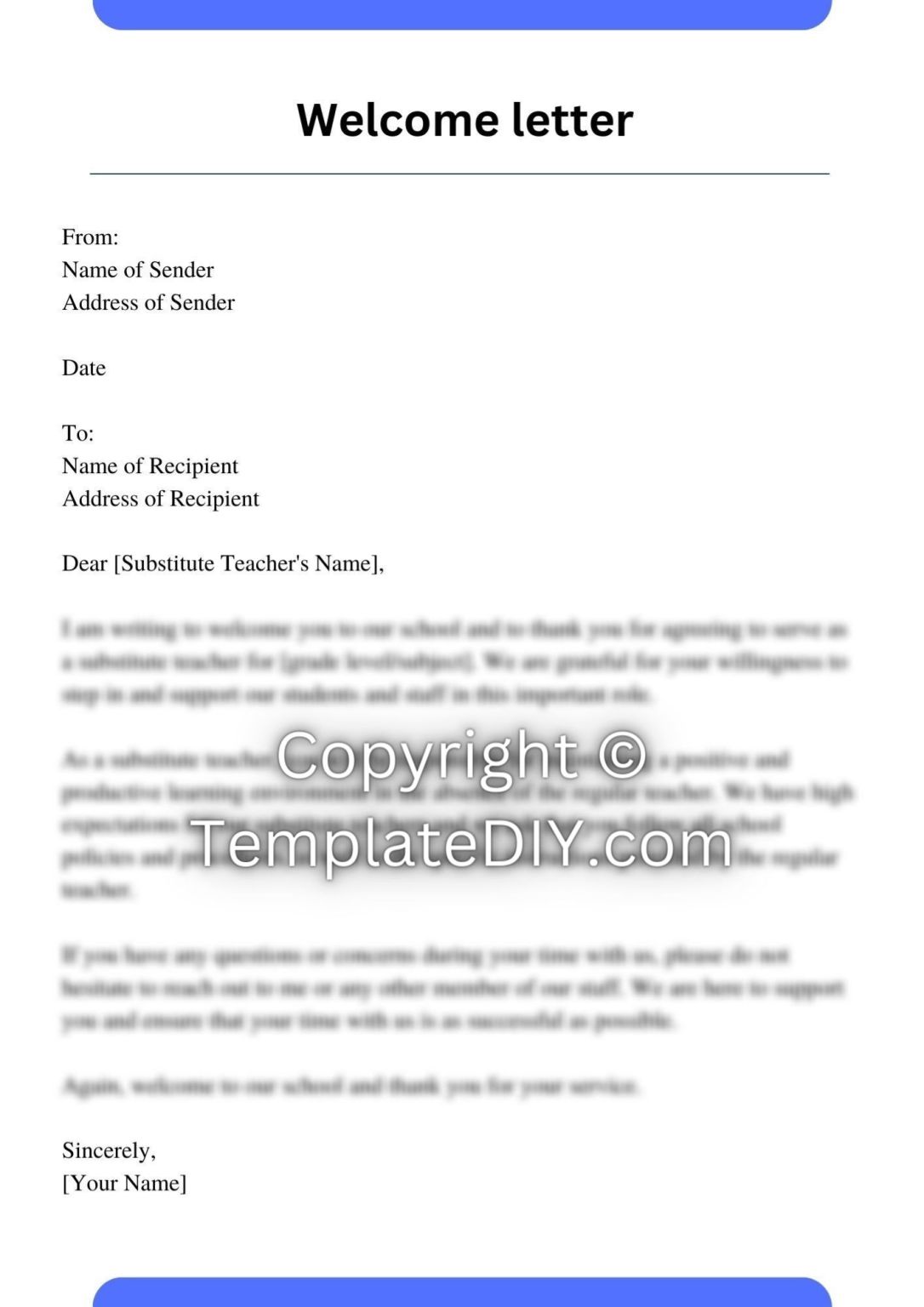 Welcome Letter to Substitute Teacher Sample and Examples