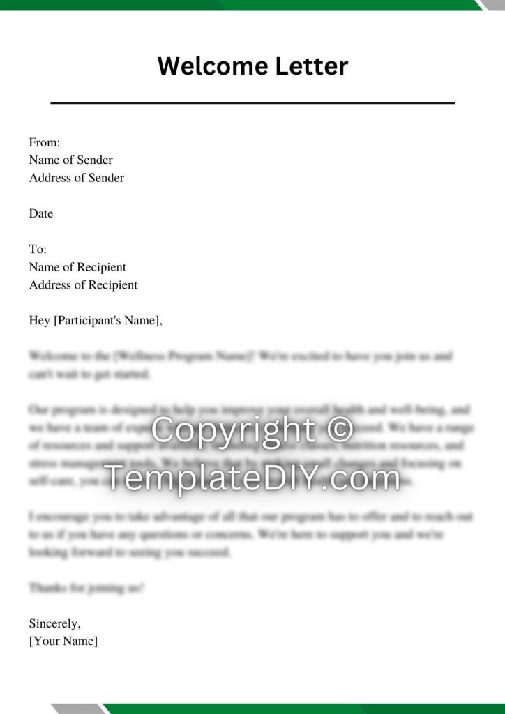 Wellness Welcome Letter Sample and Examples [Word Editable]
