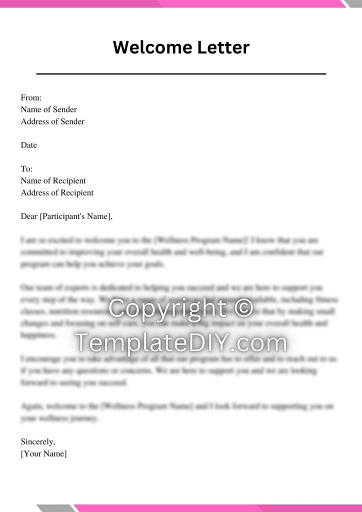 Wellness Welcome Letter Sample and Examples [Word Editable]