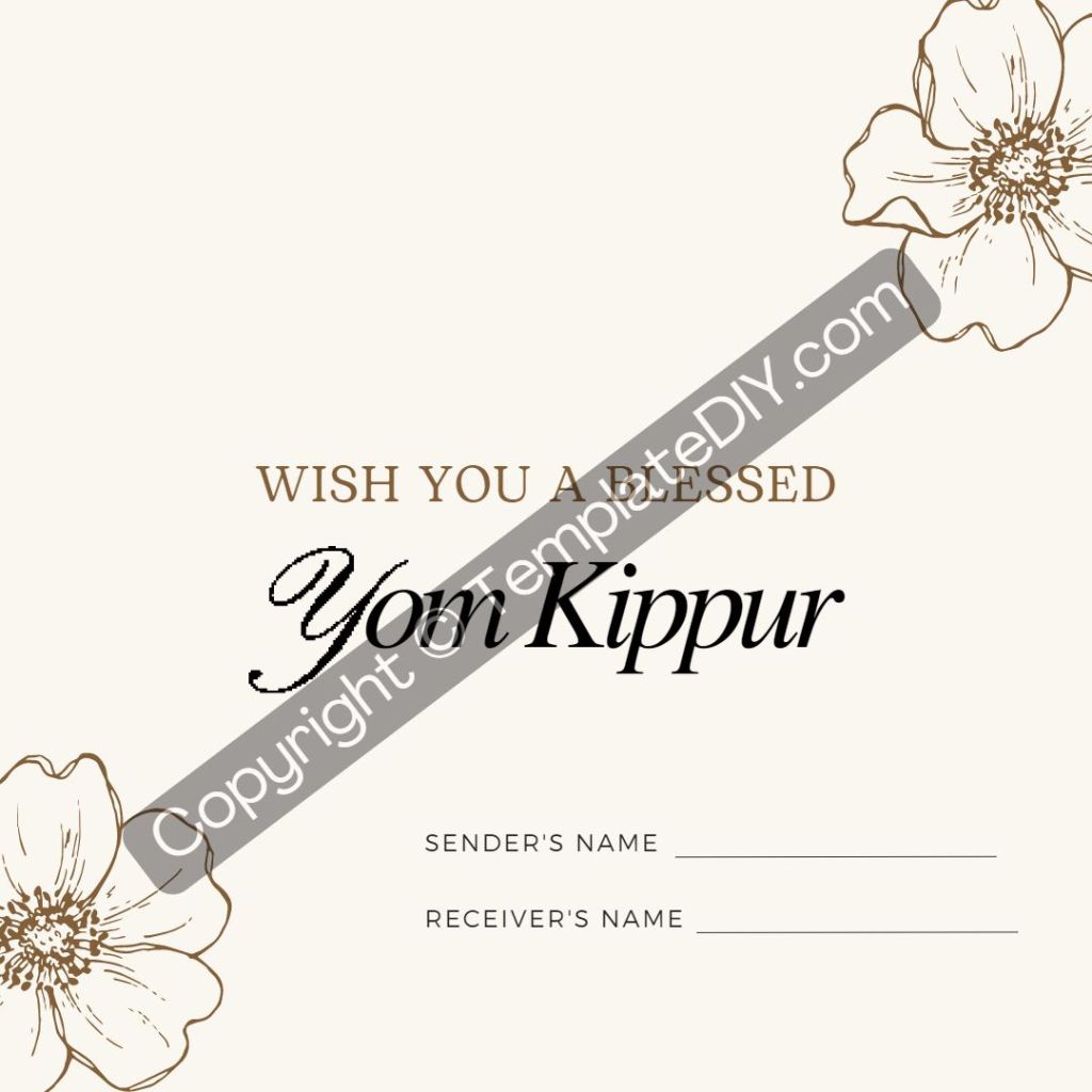 Printable Yom Kippur Greeting Card Template | PDF & Word