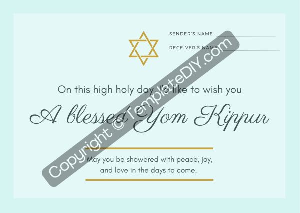 Printable Yom Kippur Greeting Card Template | PDF & Word