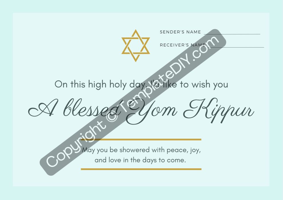 Printable Yom Kippur Greeting Card Template | PDF & Word