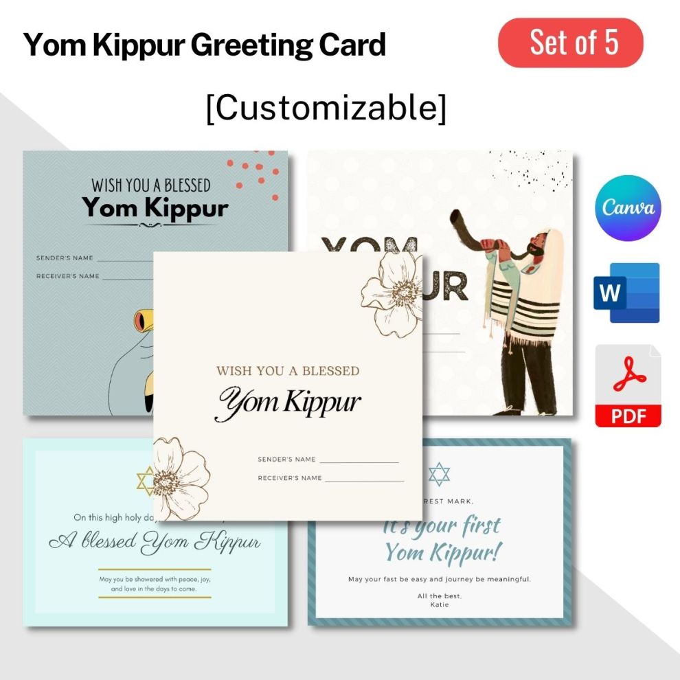 Printable Yom Kippur Greeting Card Template | PDF & Word