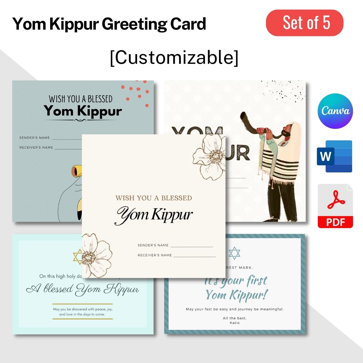 Printable Yom Kippur Greeting Card Template | PDF & Word