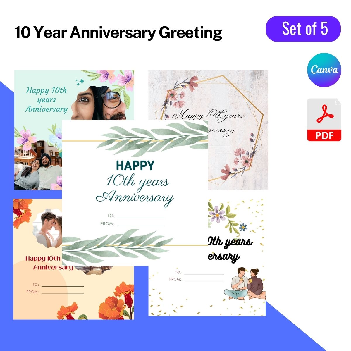 10 Year Anniversary Greetings Printable Template PDF, Word