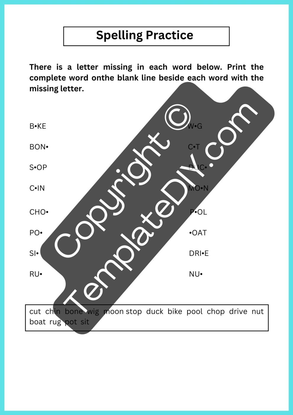 1st Grade Spelling Worksheets Template Printable PDF, Word