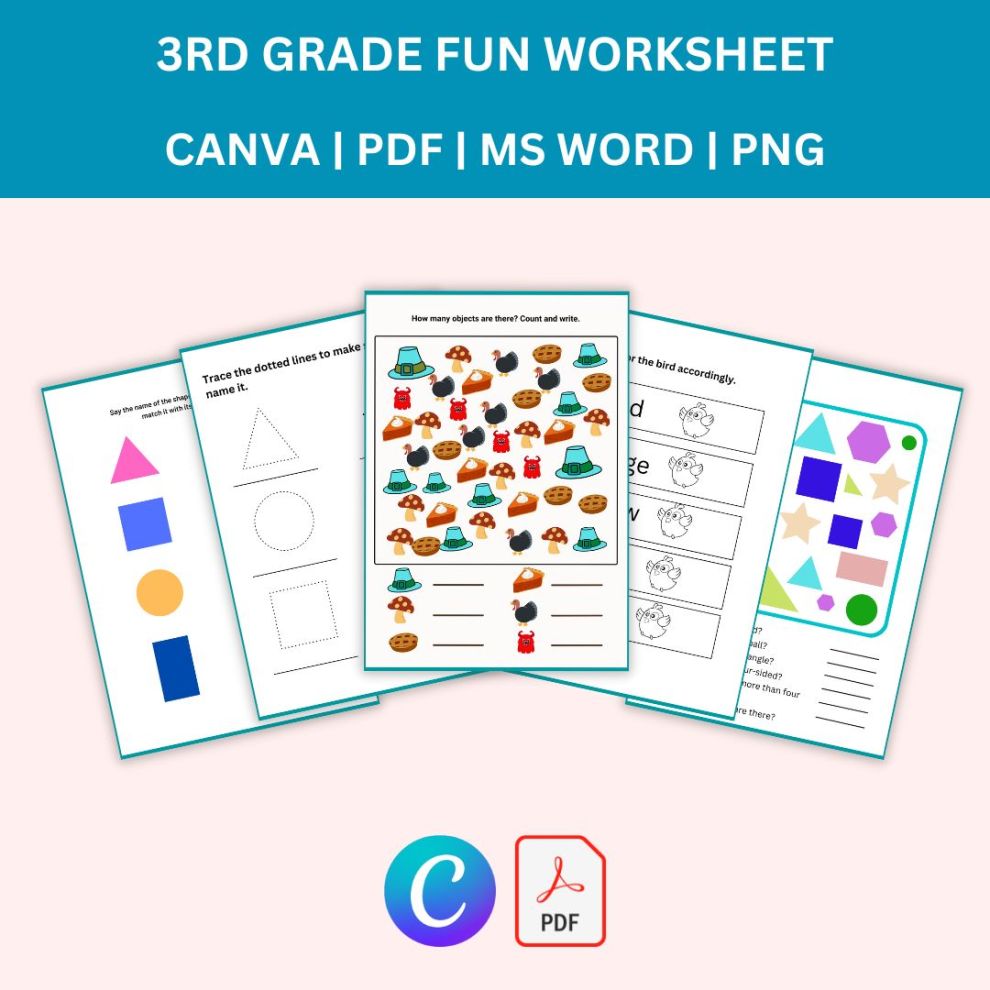 3rd Grade Fun Worksheets Template Printable PDF, Word