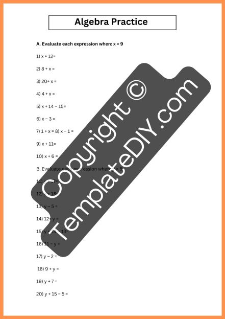 5th Grade Algebra Worksheets Printable Template PDF, Word