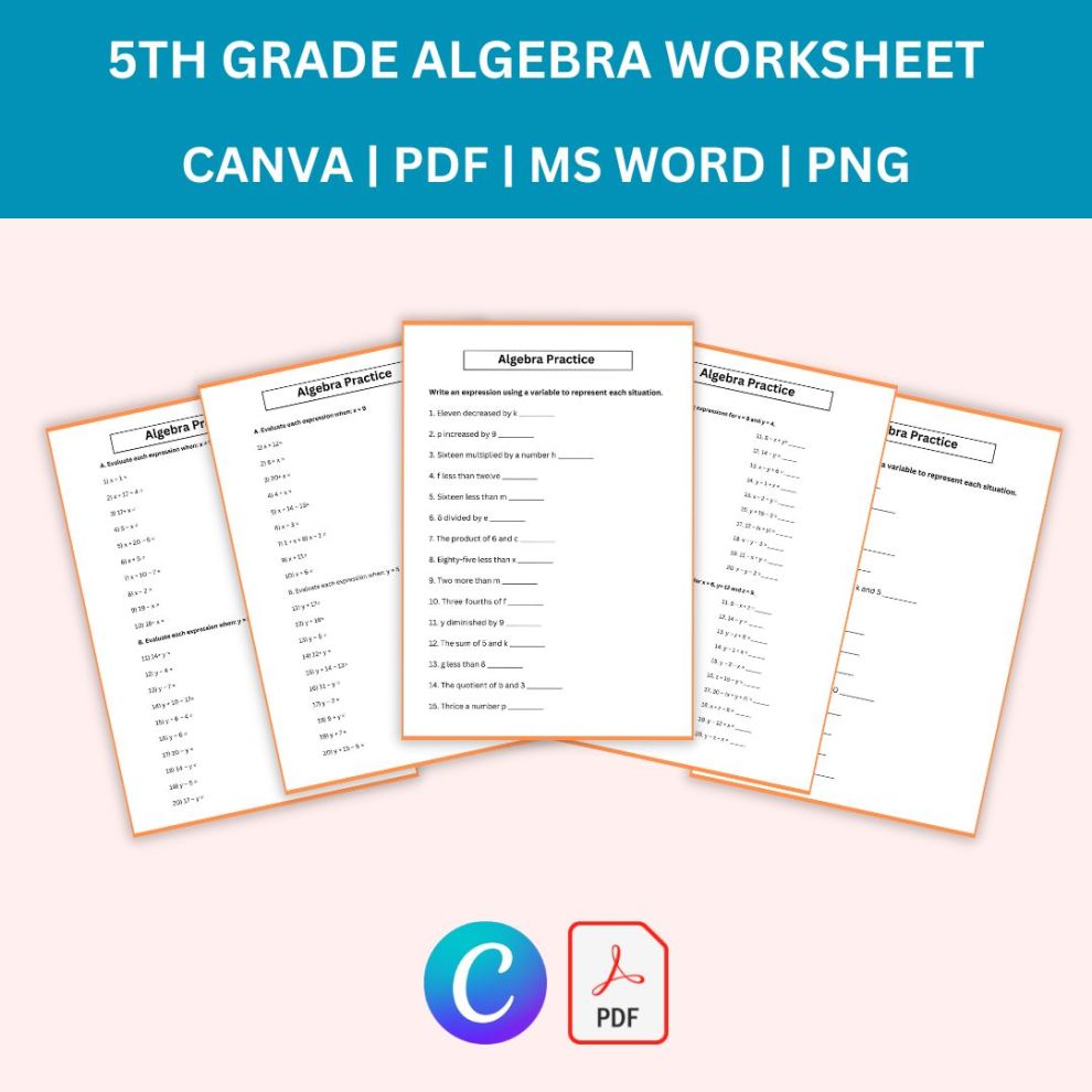 5th Grade Algebra Worksheets Printable Template PDF, Word